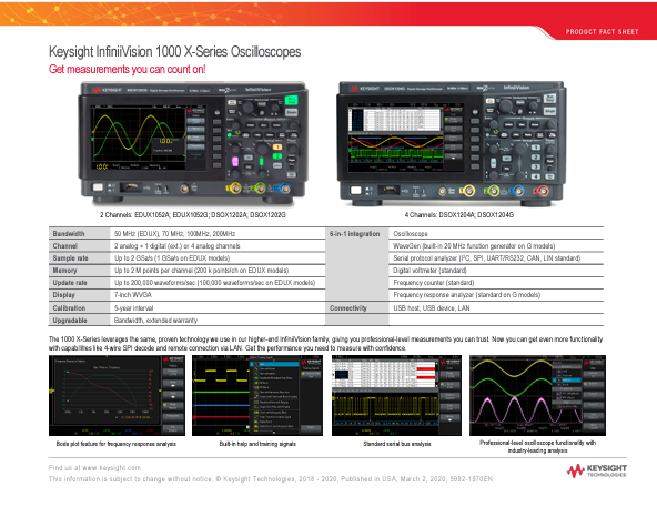 Limited: Keysight Used DSOX1102G Oscilloscope: 70/100 MHz, 2 Channels ...